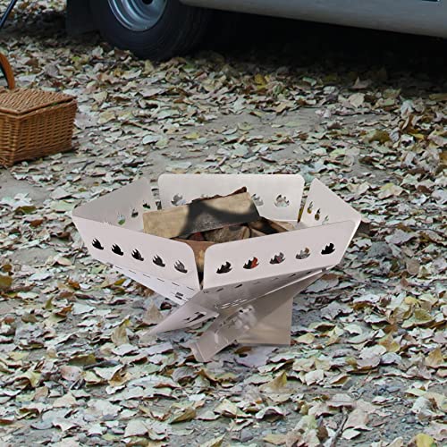Lineslife Portable Collapsible Fire Pit for Camping, Stainless Steel Assemblable Firepits for Outside Wood Burning for Backyard, Patio, Garden