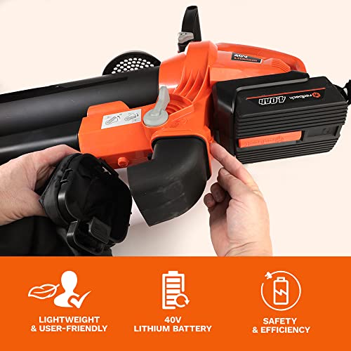 Redback Leaf Blower Vacuum Battery Powered Blower for Cleaning Up Small Garden Debris Cordless Lawn Vacuum with Powerful Mulcher Modern Lawn Care Equipment Tool Only EV48OD