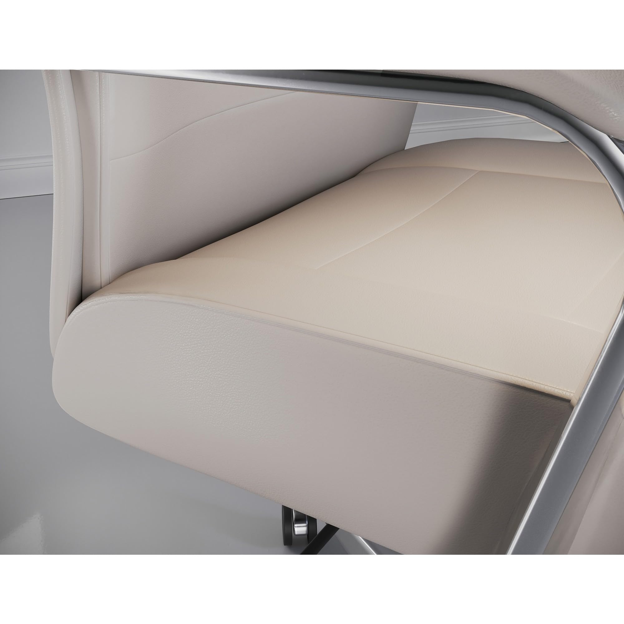 RealspaceĀ® Modern Comfort Modee Vegan Leather High-Back Executive Office Chair, Sand/Chrome, BIFMA Compliant