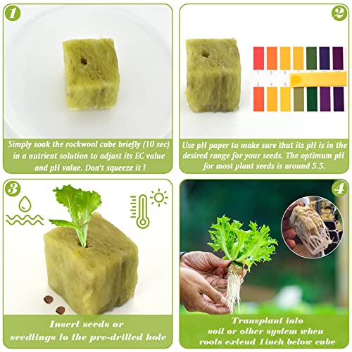 Halatool 1.2 inch Rockwool Cubes 2 Sheets Fluffy Porous Hydroponics Planting Cubes for Soilless Cultivation Seedlings Cuttings Clone Plants (72 Plugs Total)