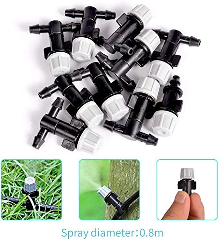 Felicetong 10m Home Garden Patio Misting Micro Flow Drip Irrigation Misting Cooling System with 10pcs Plastic Mist Nozzle Sprinkler for Plant Flower