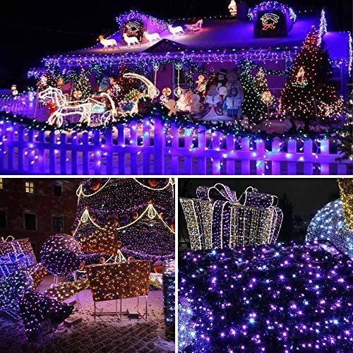 Jnaurb Solar String Lights Outdoor, 2 Pack 72ft 200 LED Solar Fairy Lights Outdoor, Waterproof 8 Modes Solar Powered Outdoor String Lights for Christmas, Garden, Yard, Party, Patio, Wedding(Purple)
