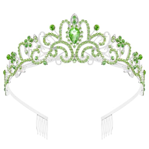 CURASA Princess Crown Tiara Queen Crowns for Women Tiaras for Little Girls Rapunzel Tiara Comb Crystal Crown Adult Cute Hair Accessroies for Birthday Wedding Bridal Halloween Prom Party, metal