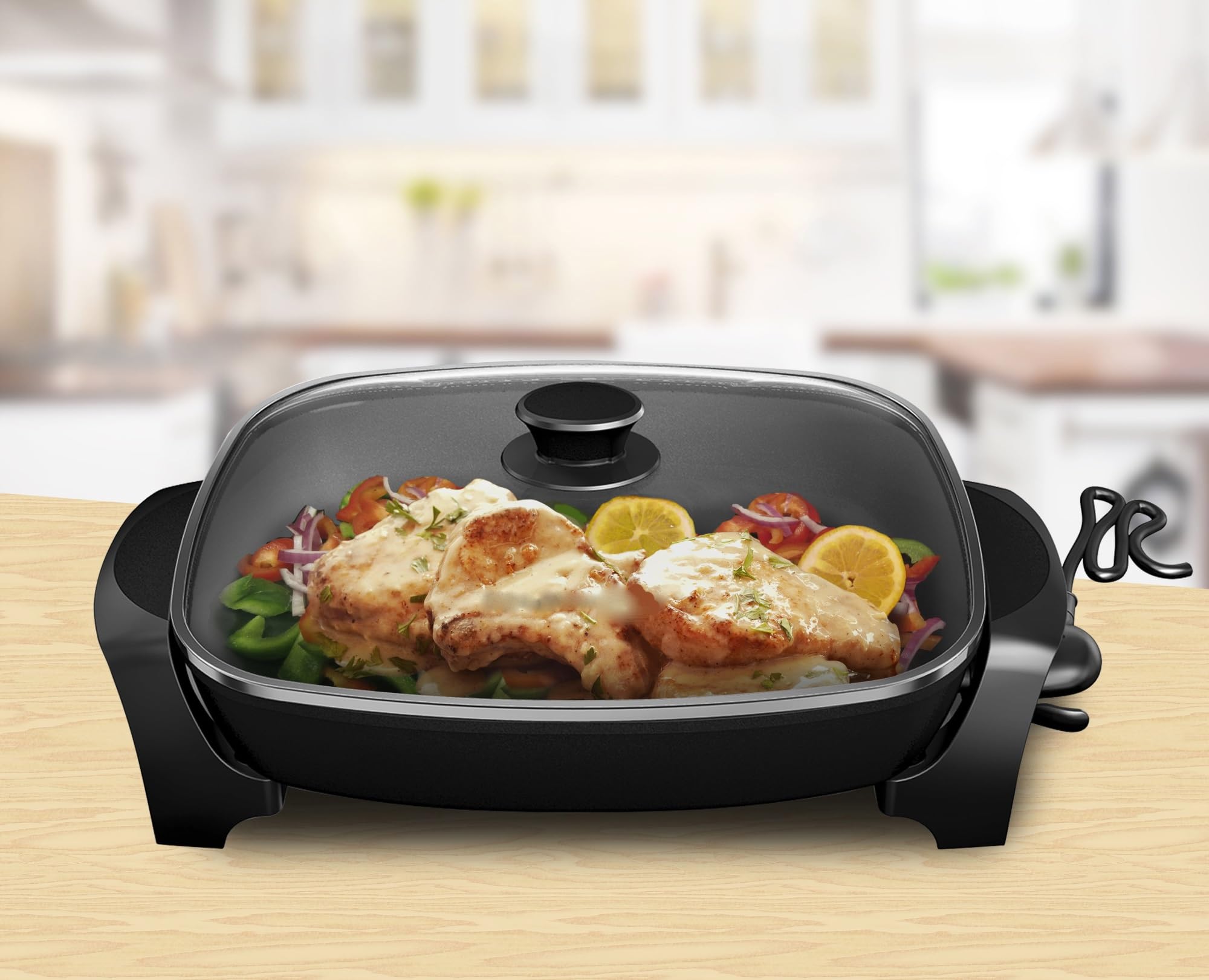 10.5-Quart Jumbo Electric Skillet with Easy-Pour Spout, Black - Versatile Cooking Made Easy