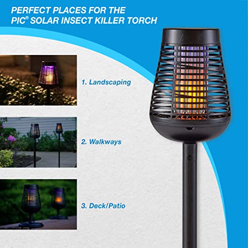 PIC Solar Insect Killer Torch (DFST), Bug Zapper and Accent Light, Solar Bug Zapper - Kills Bugs on Contact