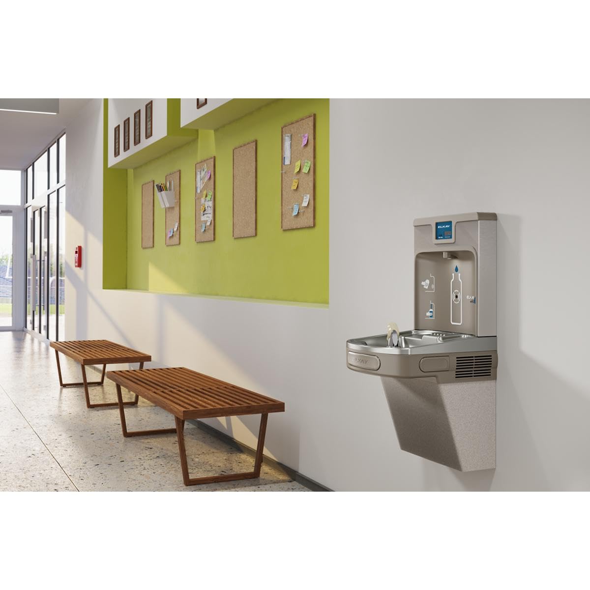 Elkay LZS8WSLK EZH2O Bottle Filling Station with Single ADA Cooler, Filtered, 8 GPH, Light Gray, Commercial