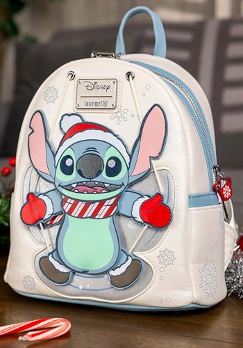 Loungefly Disney Stitch Holiday Snow Angel Glitter Mini Backpack
