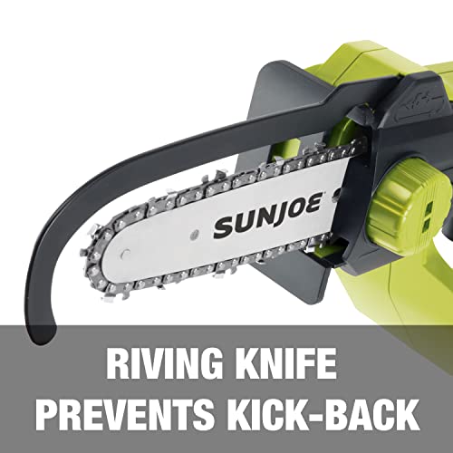 Sun Joe 24V-HCS-LTE-P1 24-Volt iON+ Cordless Mini Chainsaw, Handheld Pruning Saw Kit, 5-Inch, w/ 2.0-Ah Battery and Charger, Green