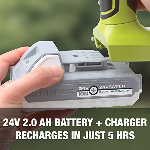 Sun Joe 24V-HCS-LTE-P1 24-Volt iON+ Cordless Mini Chainsaw, Handheld Pruning Saw Kit, 5-Inch, w/ 2.0-Ah Battery and Charger, Green