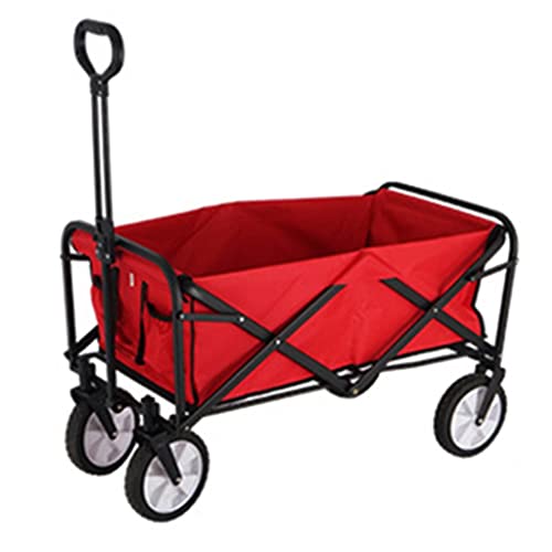 MXIAOXIA Portable Utility Wagon Home Garden Wagon Cart with Storage Basket Folding Cart Camping Cart Outdoor Wagon 4 Wheels Beach Trolley (Color : White-Dinosaur Doodle4)