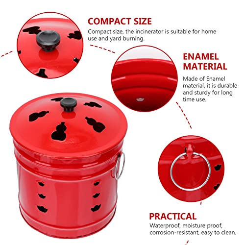 Metal Garden Incinerator Fire Bin: Enamel Burn Bin Stainless Steel Incinerator Burn Barrel Incinerator Cage Ash Bucket Fire Pit Wood Burning Pit for Outdoor Patio Backyard