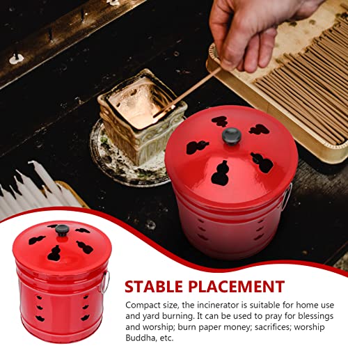 Metal Garden Incinerator Fire Bin: Enamel Burn Bin Stainless Steel Incinerator Burn Barrel Incinerator Cage Ash Bucket Fire Pit Wood Burning Pit for Outdoor Patio Backyard