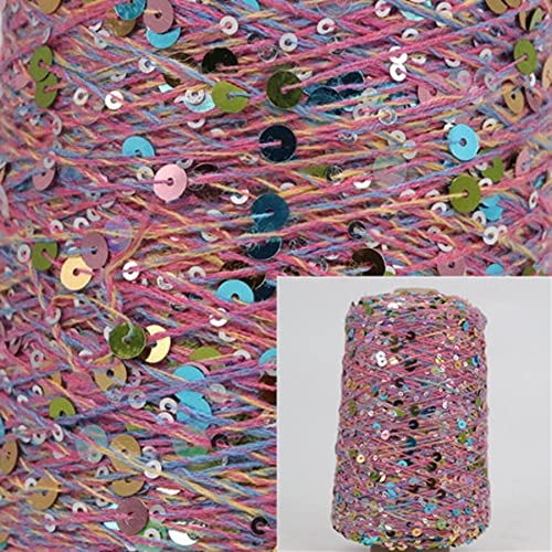 SYLALE 50G Acrylic Handmade Knitting Yarn Cotton Wool Crochet Yarn 3mm + 6mm Sequin Thread DIY Yarn for Crocheting (Color : Blue)