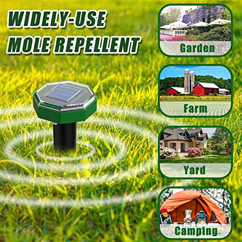 Solar Mole Repellent 12 Pack,Gopher Repellent Ultrasonic Waterproof for Outdoor Garden Lawn Yard Get Rid of Gophers, Moles, Groundhogs,Voles