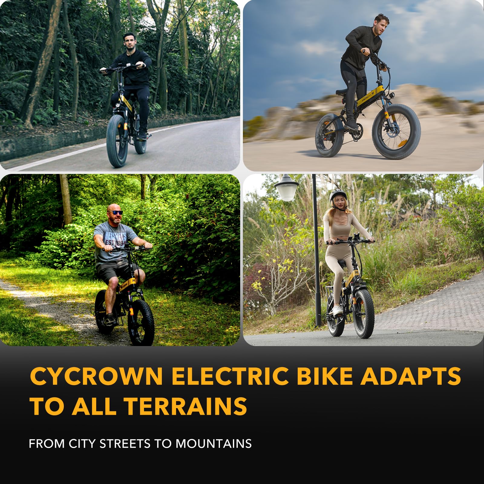 CYCROWN CycKnight Electric Bike for Adults Foldable 750W Ebike with 48V 12.5AH Removable Battery, Folding 20" x 4.0" Fat Tire Electric Bicycle Dual Shock Absorber Ebikes