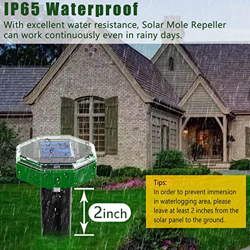 Solar Mole Repellent 12 Pack,Gopher Repellent Ultrasonic Waterproof for Outdoor Garden Lawn Yard Get Rid of Gophers, Moles, Groundhogs,Voles