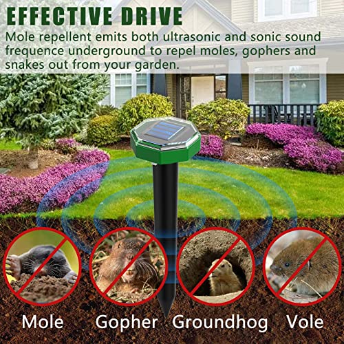 Solar Mole Repellent 12 Pack,Gopher Repellent Ultrasonic Waterproof for Outdoor Garden Lawn Yard Get Rid of Gophers, Moles, Groundhogs,Voles