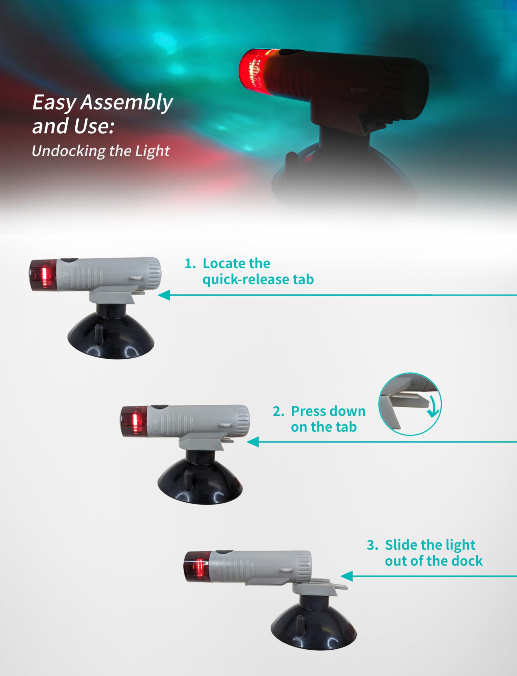 Pactrade Marine Boat Navigation Lights - Battery Powered Portable LED Red Green Bow Light (Suction Cup Mount) | Battery Operated Boat Lights, Kayak Lights for Night Kayaking