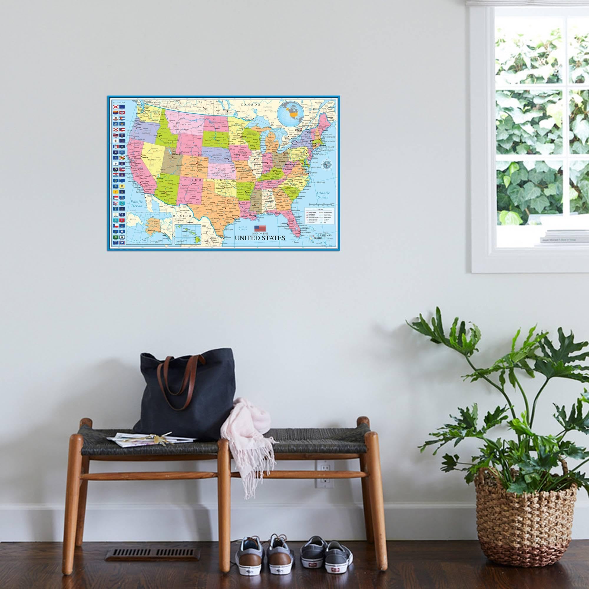 AllPosters Wall Poster Map Of The United States With State Flags, 36x24