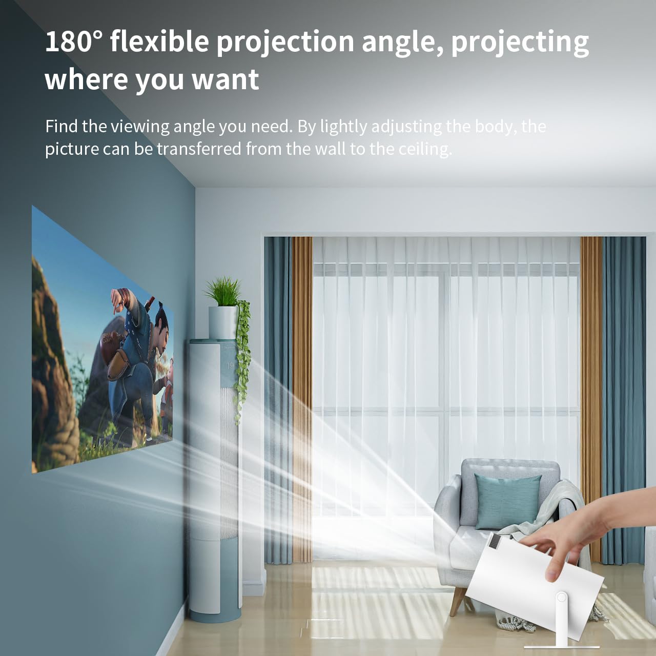 5G Wifi Smart Mini Portable Projector, Full HD 1080P Support Multimedia Home & Outdoor Video Theater, Max 130'' Screen Display, Support 4K Video Decoding for Iphone Android Phone HDMI USB TV Stick