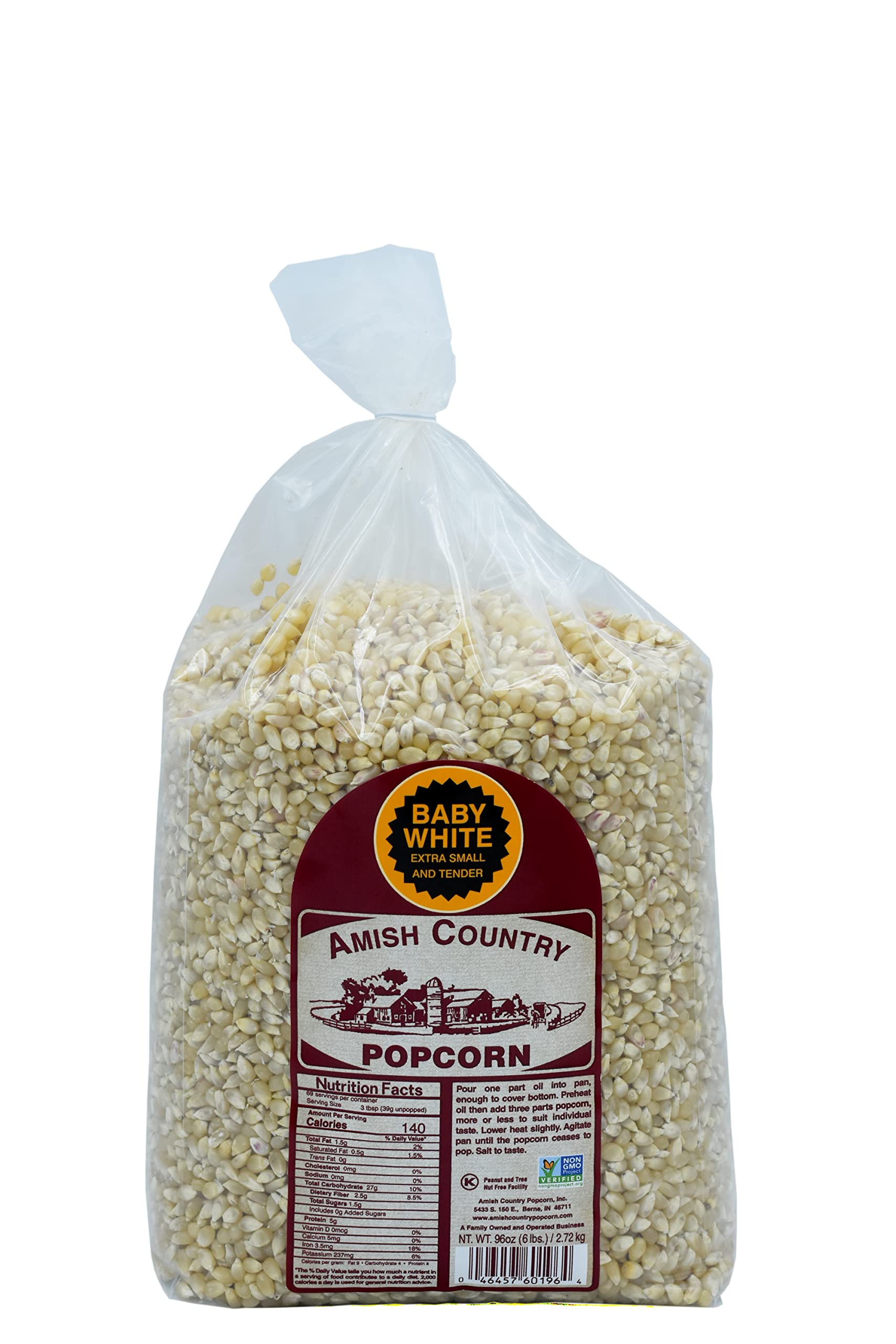 Amish Country Popcorn - Baby White (6 Pound Bag) and Red Silicone Popcorn Popper Bundle | Small & Tender Popcorn | Popper is BPA and PVC Free with Handles, Dishwasher Safe