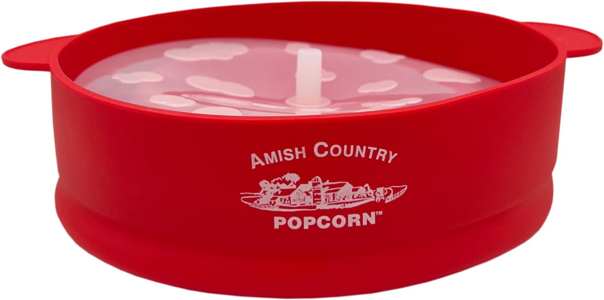 Amish Country Popcorn - Baby White (6 Pound Bag) and Red Silicone Popcorn Popper Bundle | Small & Tender Popcorn | Popper is BPA and PVC Free with Handles, Dishwasher Safe