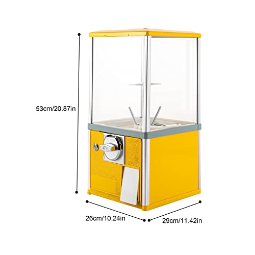 Vending Machine, Premium Yellow Candy Gumball Machine - 21-Inch Height, High Capacity Coin-Operated Vending Device for 1.77-1.97 Inch Gadgets - Ideal for Game Stores and Retail Businesses