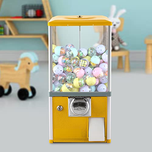 Vending Machine, Premium Yellow Candy Gumball Machine - 21-Inch Height, High Capacity Coin-Operated Vending Device for 1.77-1.97 Inch Gadgets - Ideal for Game Stores and Retail Businesses