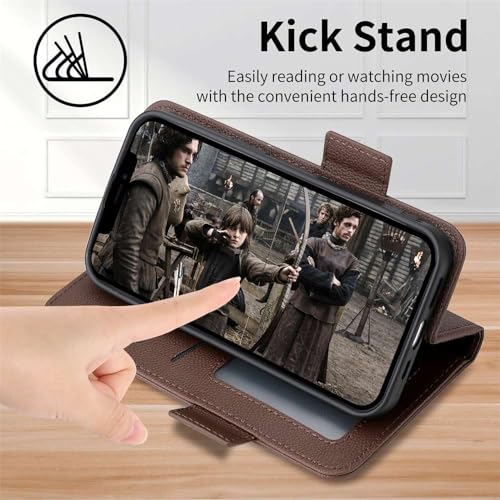Case Compatible with Samsung Galaxy Z Fold 5,Leather Flip Case with Card Slot,Wallet Design,Standable Flip Case Brown
