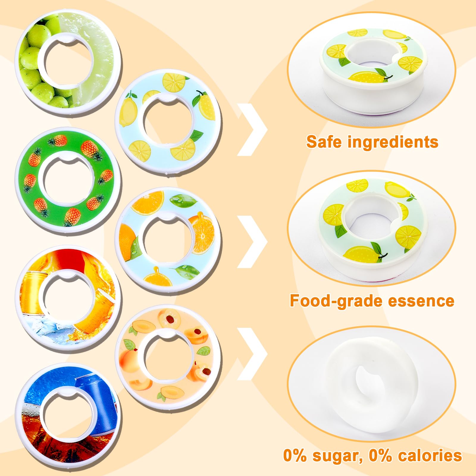 ECENUR 7 Flavor Pods for Air Water Bottle, Scent Rings Water Bottles Accessory, 0% Sugar 0% Calories Fruit Fragrance Pods for Daily Exercise Boost Drinking Water
