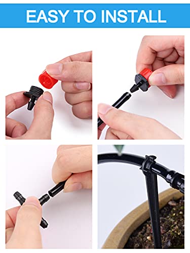 Kalolary 150PCS Drip Irrigation Kit Accessories Plant Watering System Adjustable Micro Flow Drip Irrigation Dripper DIY Automatic Irrigation Set for Gardens, Lawns, Greenhouses