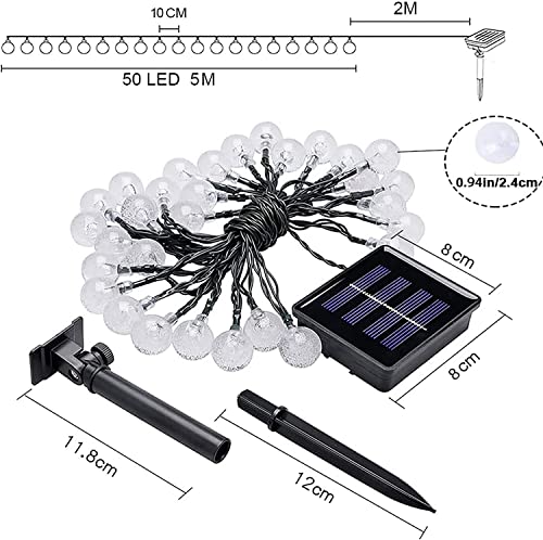 Attimit Solar String Lights Outdoor 50 Led 24 Feet Crystal Globe Lights with 8 Lighting Modes, Waterproof Solar Powered Patio Lights for Garden Yard Porch Wedding Party Decor (Blue)