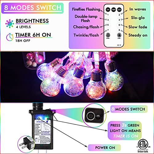 String Lights, 39FT 150LED Globe Christmas Lights, Indoor Outdoor Colorful Patio Lights with Plug & Remote, Waterproof Rope Lights, Globe String Lights for Christmas Wedding Garden Party Patio…