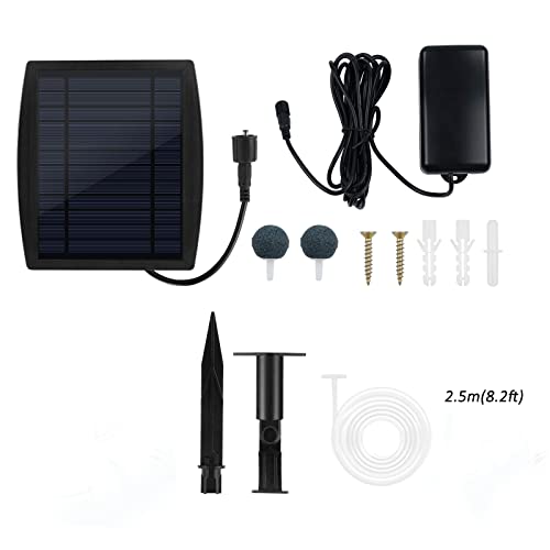 Solar Air Pump,2.5W Solar Oxygen Air Fountain Pump with Air Bubble Stones , 3 Modes Solar Powered Air Pump Kit for Garden Fish Tank Pool Fishing Pond