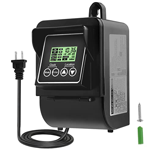 Solaroxy 120W Outdoor Low Voltage Landscape Lighting Transformer with Timer and Sensor, 120V AC to 15V AC, Weatherproof Light Transformer for Garden Lights, Lawn Lights, Pathway Lights.