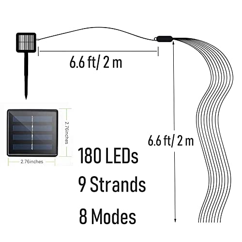 Mocalido Solar Fairy Lights Outdoor, Multi Strand 180 LEDs 8 Modes Watering Can Light, Waterproof Solar Powered Firefly Bunch Lights for Garden, Warm White