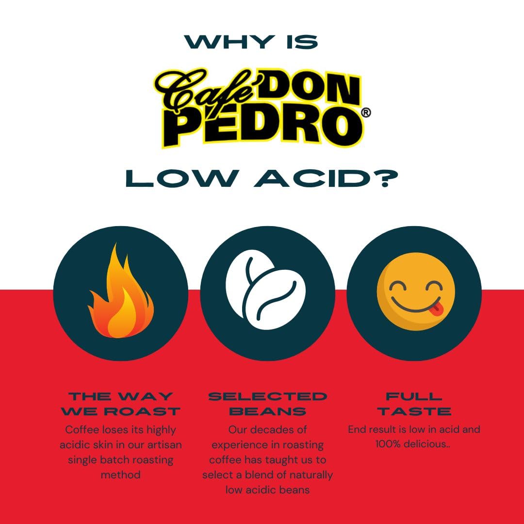 Cafe Don Pedro French Vanilla Low Acid Coffee Pods - Compatible with K-cup Coffee Maker, 100% Arabica, Battles Heartburn, Acidic Reflux, 12 count