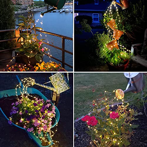 Mocalido Solar Fairy Lights Outdoor, Multi Strand 180 LEDs 8 Modes Watering Can Light, Waterproof Solar Powered Firefly Bunch Lights for Garden, Warm White