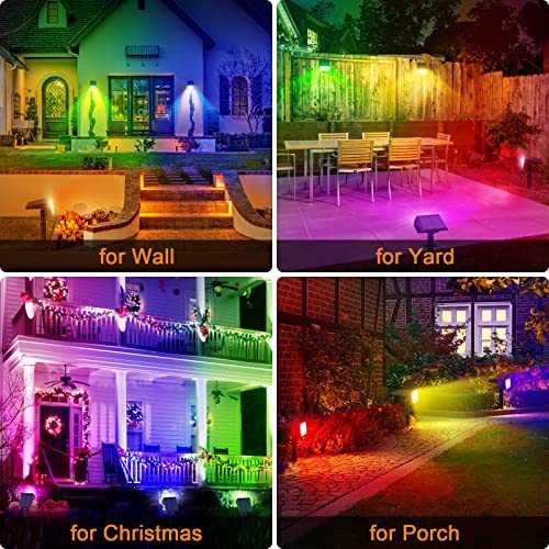 Solar Spot Lights Outdoor Color Changing, [7 Modes/6 Pack] Christmas IP65 Waterproof Landscape Spotlights, Dusk to Dawn Solar Powered Security Light for Patio Gate Walkway Pool Garden Yard Driveway