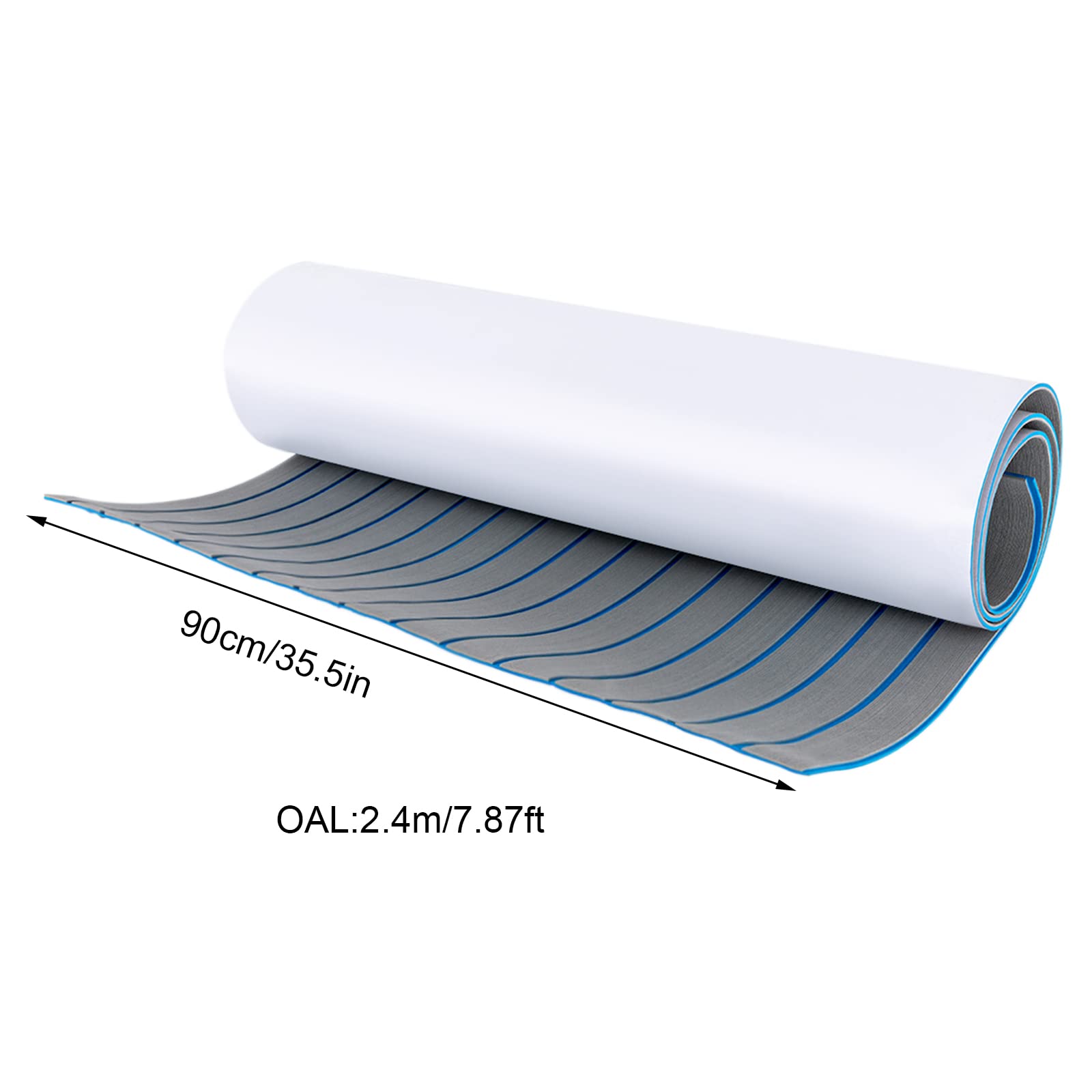 Eapmic EVA Faux Teak Decking Sheet for Fish Boat Yacht Non-Slip Marine Flooring Mat (Light Grey with Blue Stripes, 94.5"x35.4")