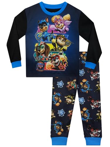 Paw Patrol Pajamas | The Mighty Movie Pajamas For Boys | Marshall Chase And Skye PJs For Kids | Blue | 8