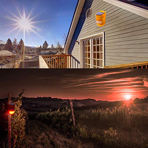 Aolyty Solar Motion Sound Alarm LED Strobe Warning Red Light Security Outdoor Keep Animal Away for Home Warehouse Farm (Yellow Lampshade)