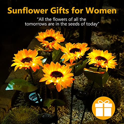 Greenke Sunflower Solar Lights Outdoor Garden Decorative, LED Solar Garden Flower Lights Waterproof for Yard Path Garden Patio Decoration - 2 Pack (Yellow)