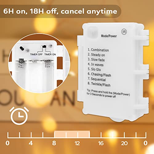 koopower 2X 50 LED Orange Battery Operated Fairy Lights with Remote Control 16ft Christmas Lights for Tree, Thanksgiving, Garden, Wedding, Bedroom Outdoor Decoration