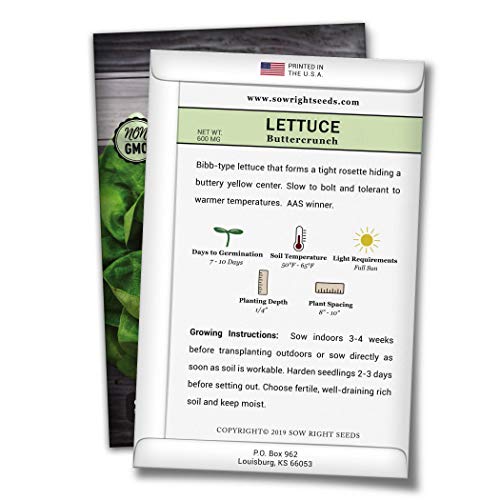 Sow Right Seeds - Lettuce Seed Collection for Planting - Buttercrunch, Giant Caesar, Salad Bowl, and Lolla Rosa Varieties Non-GMO Heirloom Seeds to Plant a Home Vegetable Garden