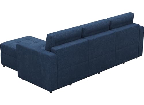 Belffin Modern Fabric Convertible Modular Sectional Sofa Couch with Reversible Chaise and Storage Seats 3 Seater Sofa Sectionals L Shaped Couch Set with Ottoman for Small Space Blue