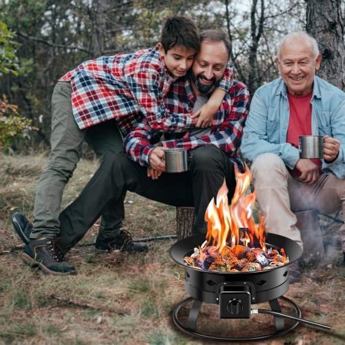 COOURIGHT 58,000BTU Propane Gas Fire Pit, Outdoor 19" Fire Bowl w/ Cover, Carry Kit, Lava Rock, 10FT Hose, CSA Certificated Outside Portable Firepit for Bonfire, Camping, Garden, Patio