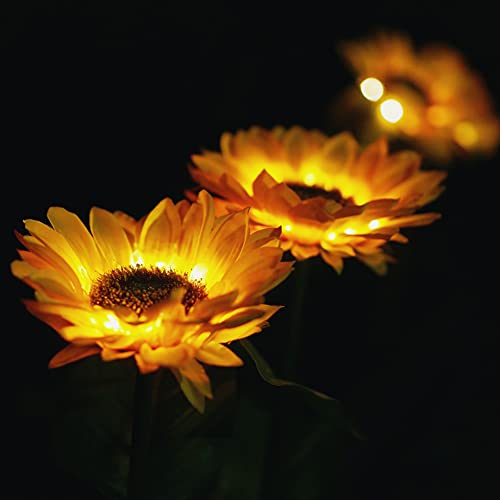 Solar Garden Lights, 2 Pack 20LED Outdoor Sunflower Lights Decorative Stake Light, 26'' Waterproof Flower Yard Lighting Lamp for Patio, Lawn, Porch, Backyard, Courtyard, Landscape, Terrace Decor