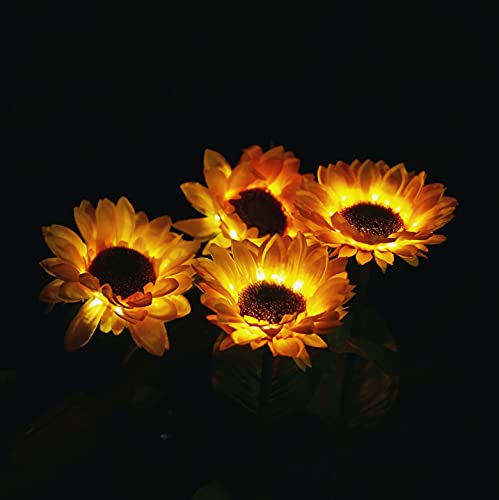 Solar Garden Lights, 2 Pack 20LED Outdoor Sunflower Lights Decorative Stake Light, 26'' Waterproof Flower Yard Lighting Lamp for Patio, Lawn, Porch, Backyard, Courtyard, Landscape, Terrace Decor