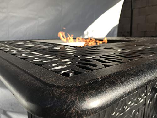 Bar Height fire Pit Dining Set 9 Piece cast Aluminum Patio Furniture Sunbrella Cushions